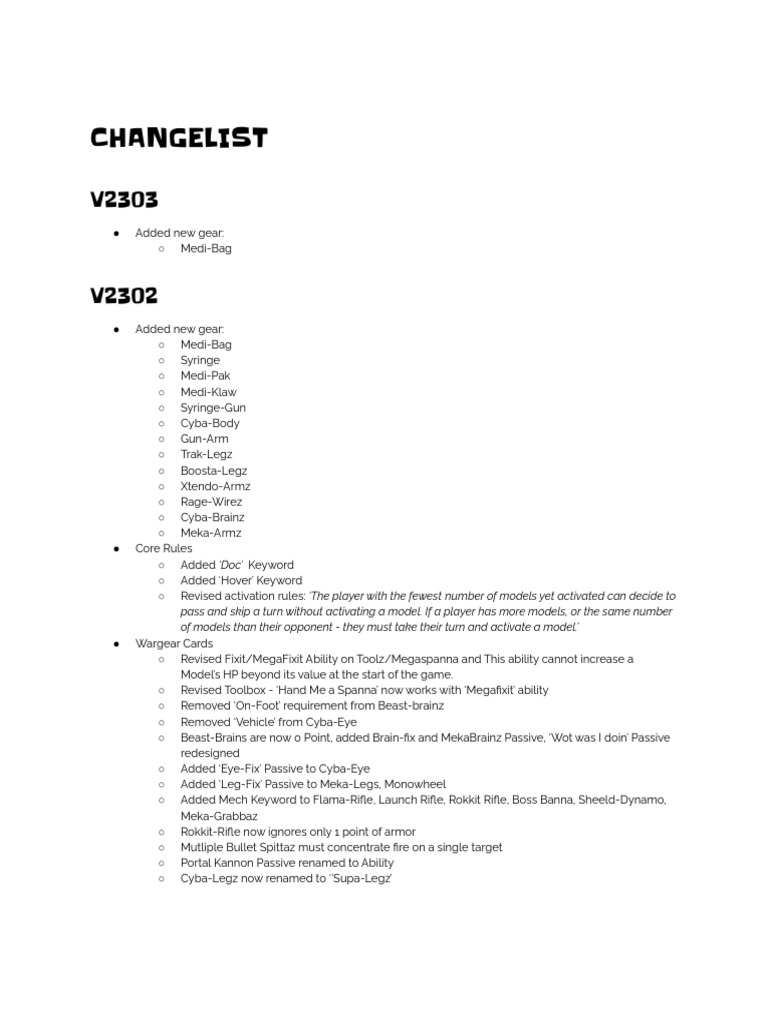 Game Update: New Gear & Rule Changes | PDF | Flight | Military Technology