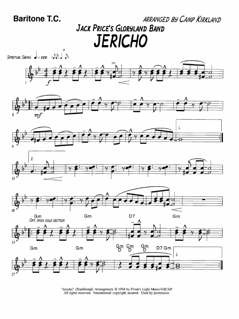 Partituradebanda.jericho - Baritone TC | PDF