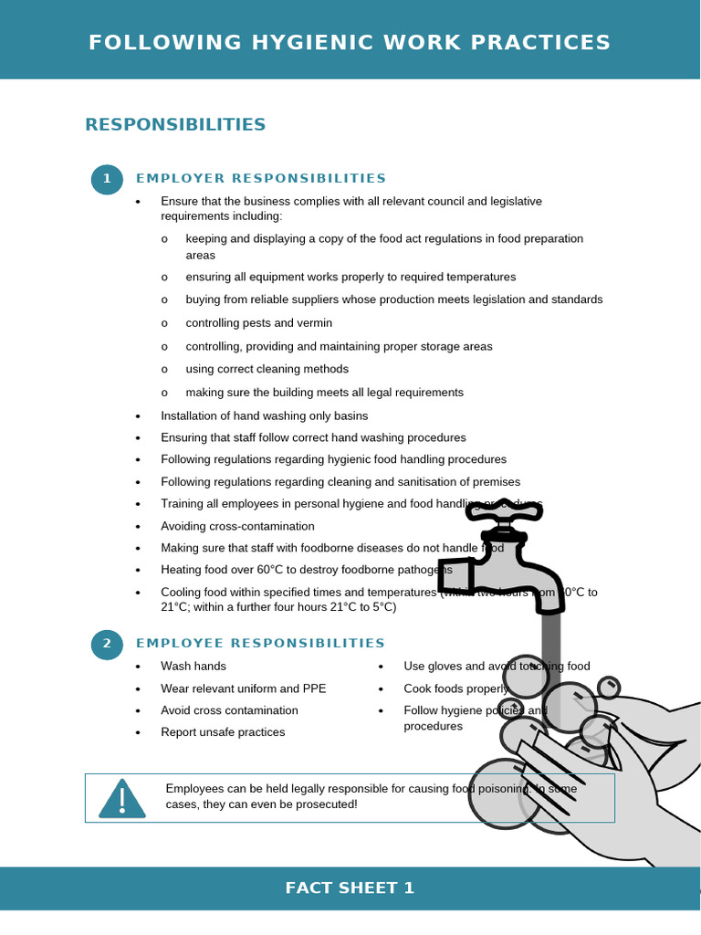 Hygienic Work Practices Guide | PDF | Hand Washing | Hygiene