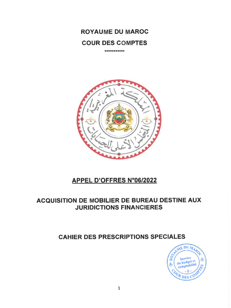 Cahier Des Prescriptions Speciales CPS AOO 06 2022 | PDF