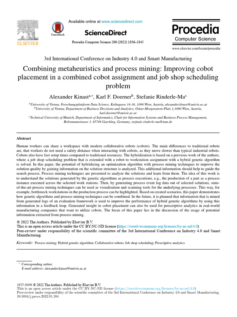 2022 Combining Metaheuristics and Process Mining Improving Cobot | PDF | Genetic Algorithm ...
