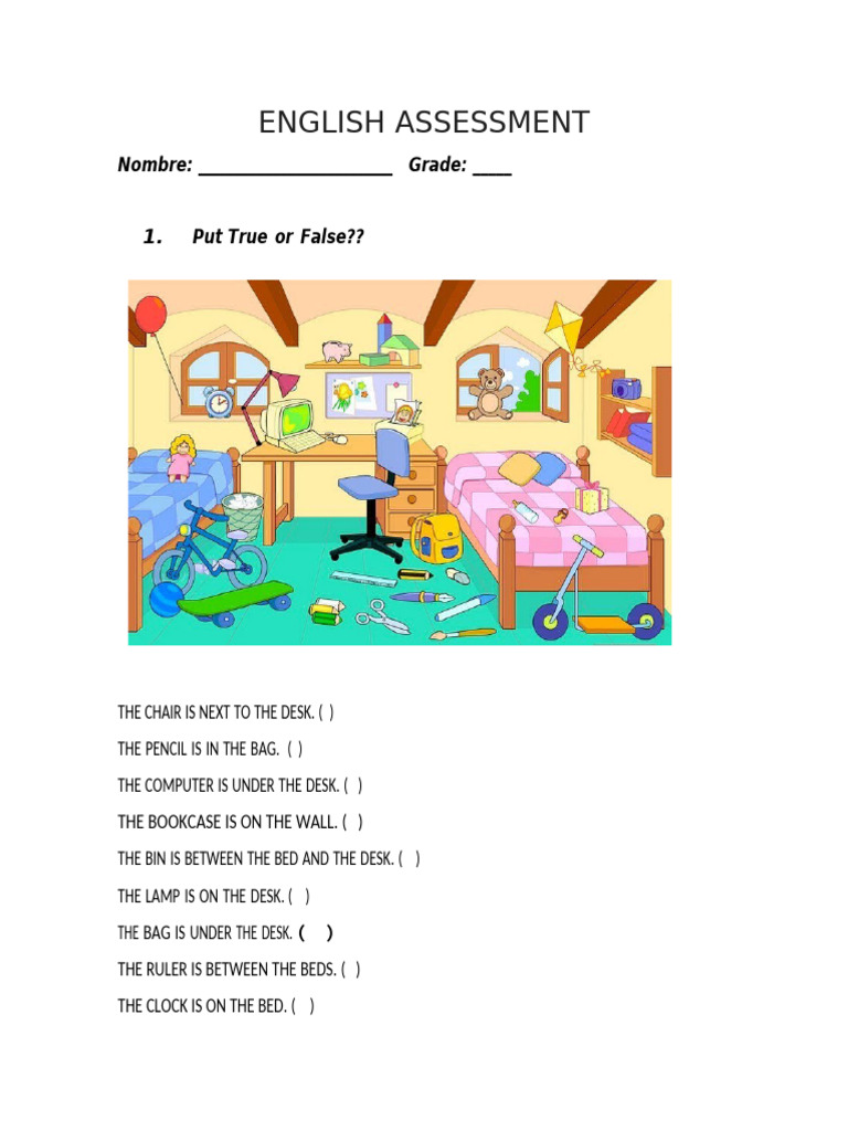 English Assessment: True/False & Writing | PDF