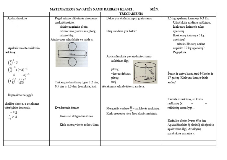 8kl. Savaitinis Namu Darbas Nr.5 | PDF