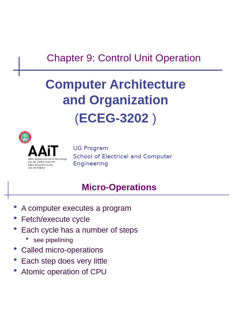 Computer Architecture&O ECEG 3163 12 Control Unit Operation | PDF | Digital Electronics ...