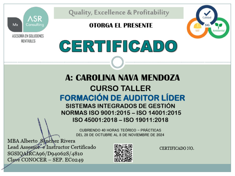 CERTIFICADO AUDITOR LÍDER | PDF