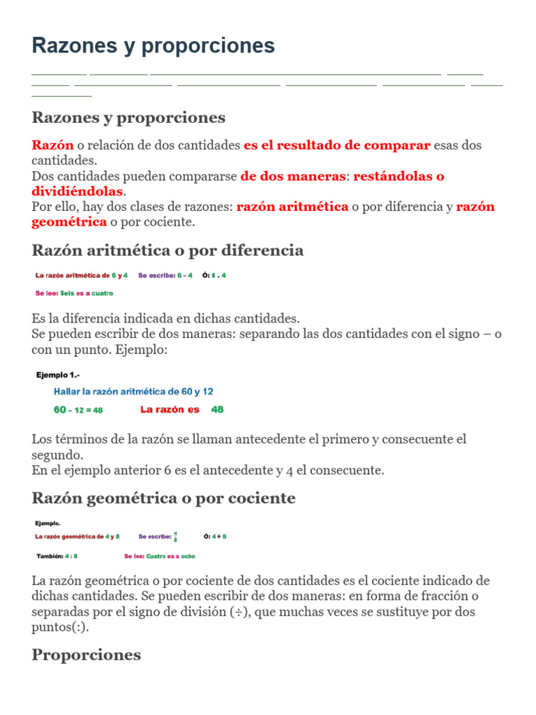 Razones y Proporciones 2 | PDF | Proporción | Matemáticas