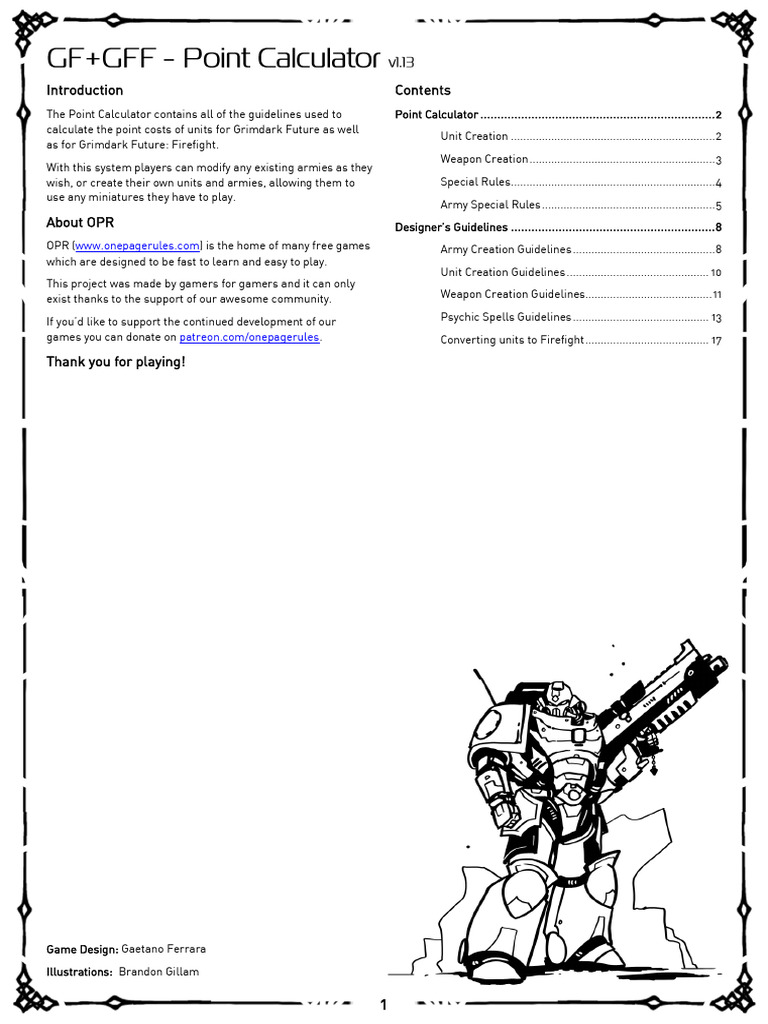 GF+GFF - Point Calculator v1.13 | PDF | Ammunition | Infantry