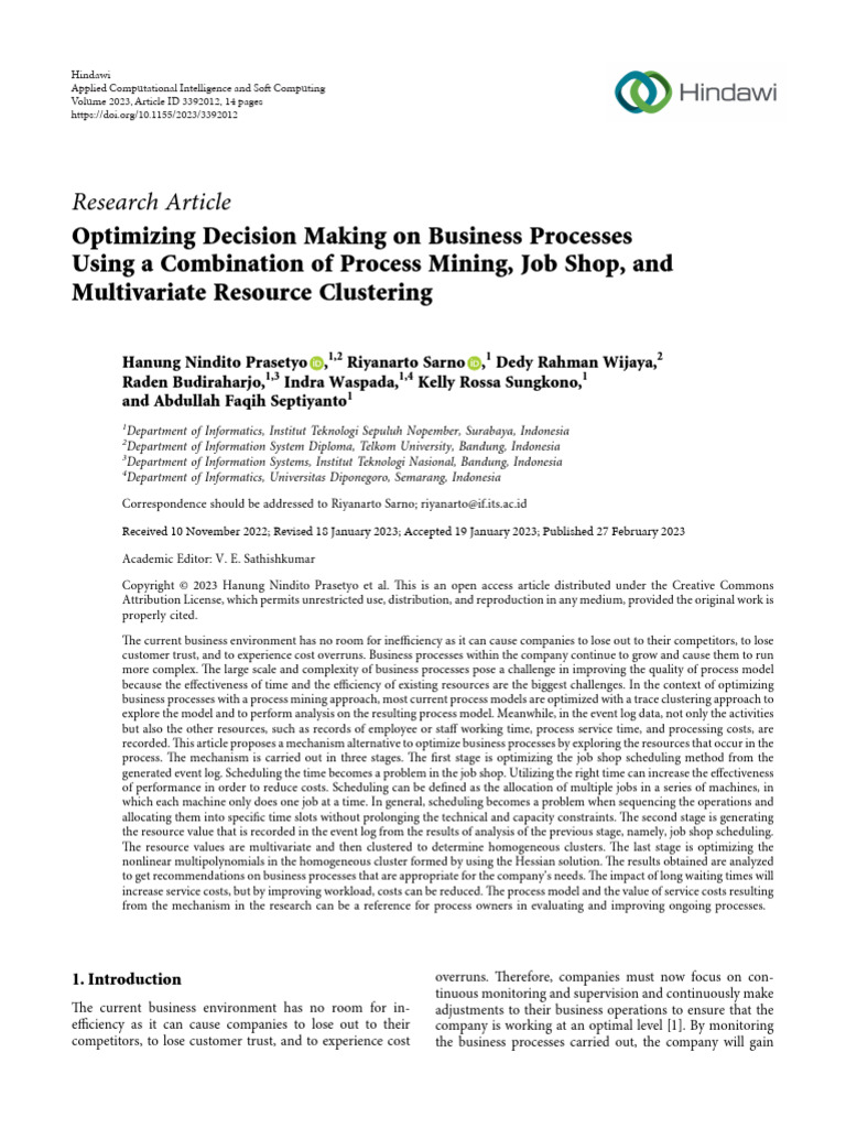 Optimizing Decision Making on Business P | PDF | Cluster Analysis | Mathematical Optimization