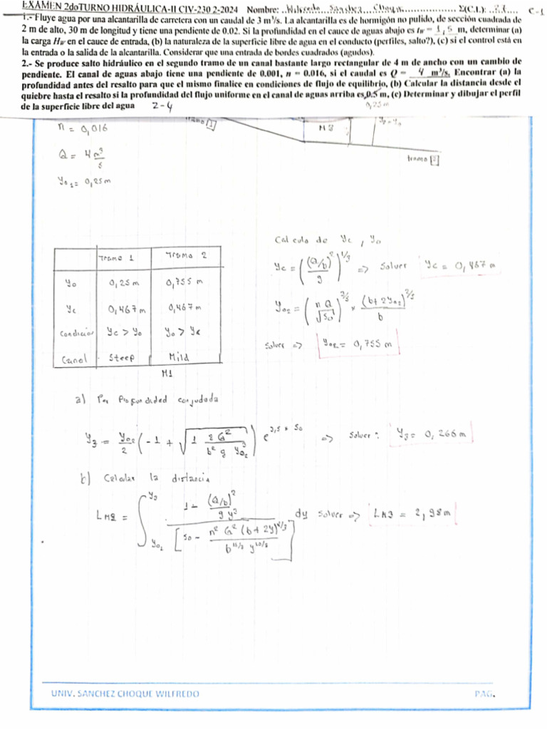 Examen 2do Turno Hidra 2 | PDF