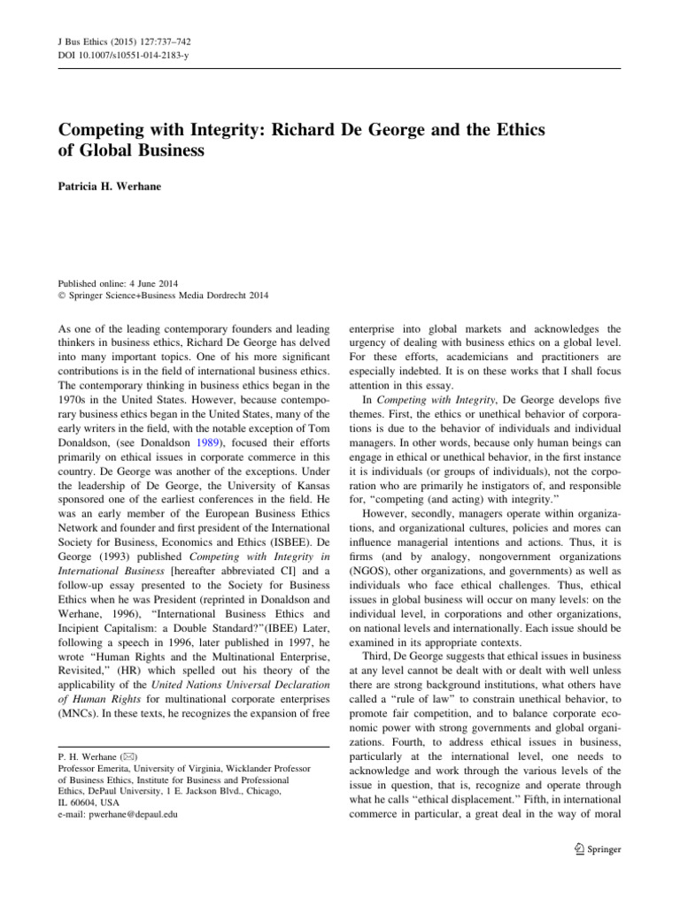 competing with ethics | PDF | Business Ethics | Bribery