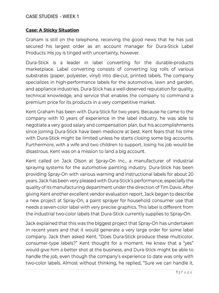 BUSI 303 Business Ethics Case Studies - Week 1 | PDF