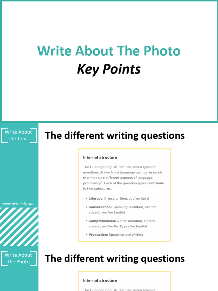 Lesson 1 - Write About The Photo | PDF