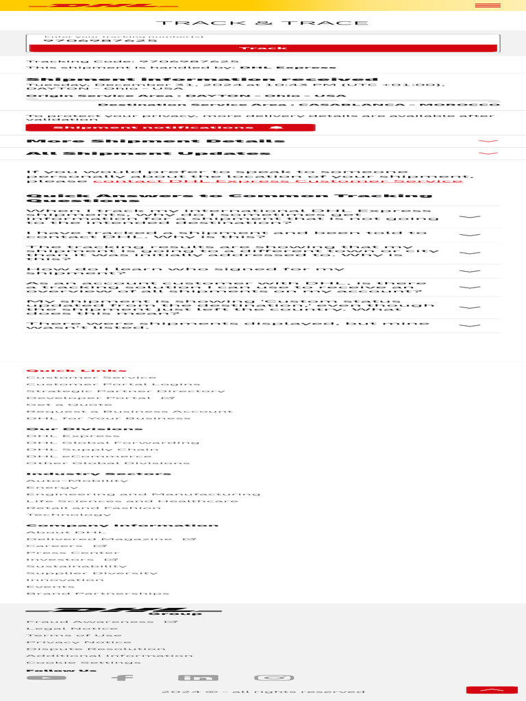 DHL Shipment Tracking and FAQs | PDF | Business | Economies