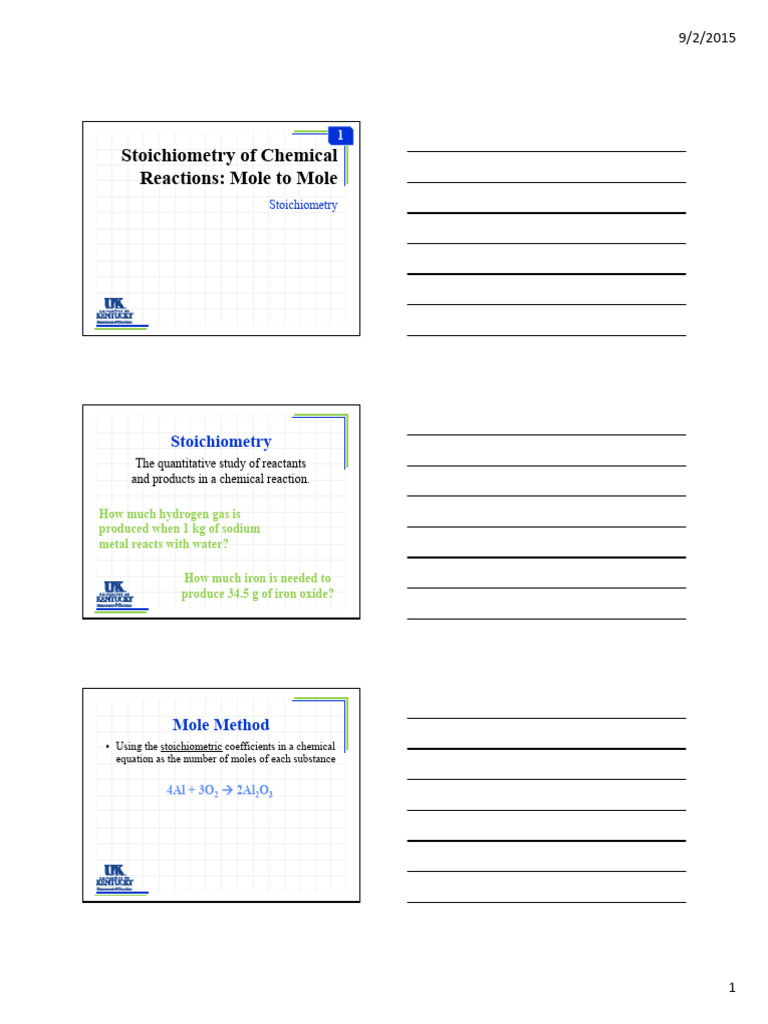 Chem-05-Stoichiometry Lecture Notes | PDF | Mole (Unit) | Stoichiometry