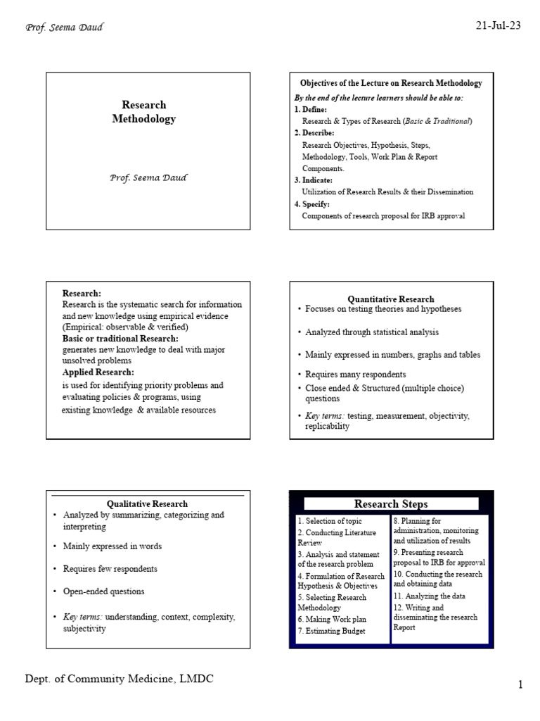 Research Methodology Overview Guide | PDF | Methodology | Statistics