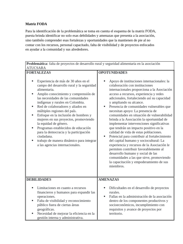 Matriz FODA | PDF | Análisis FODA | Empoderamiento
