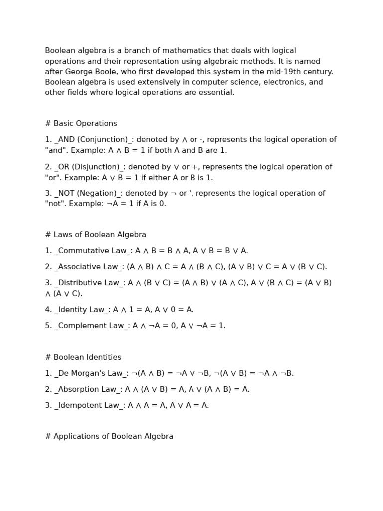 Bollean Algebra | PDF
