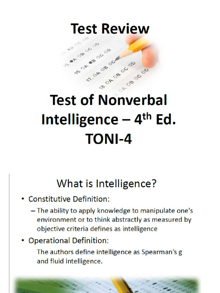 Understanding the TONI Nonverbal Test | PDF
