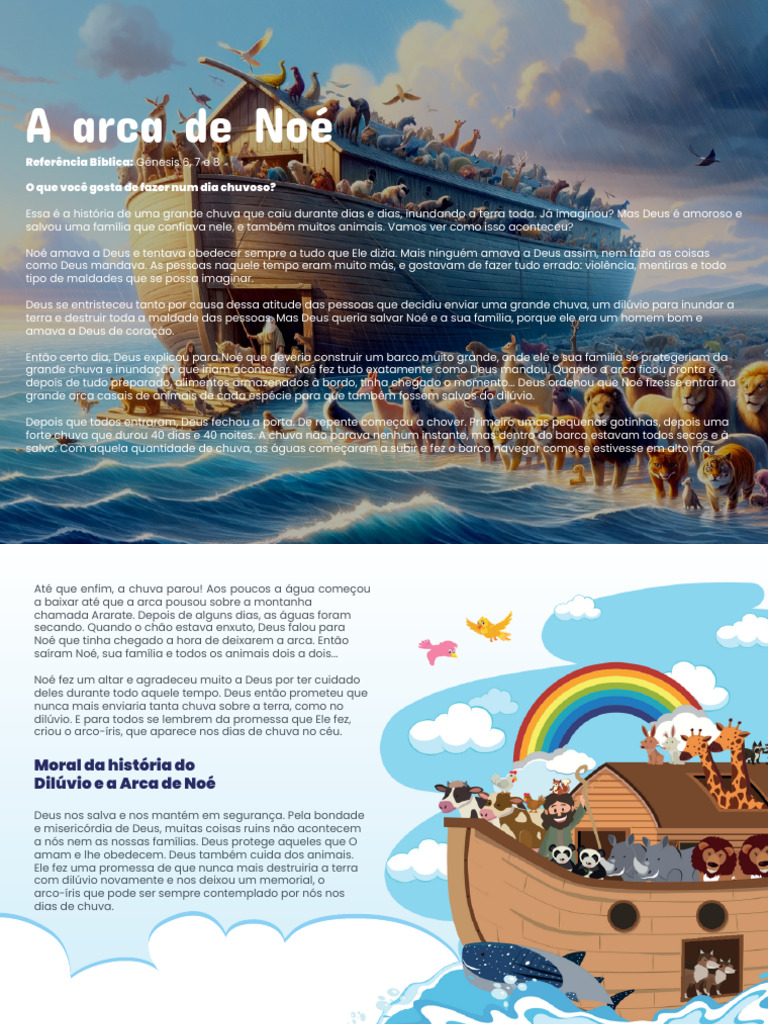 Historia Biblica Noe | PDF | Noé | Mito do Dilúvio