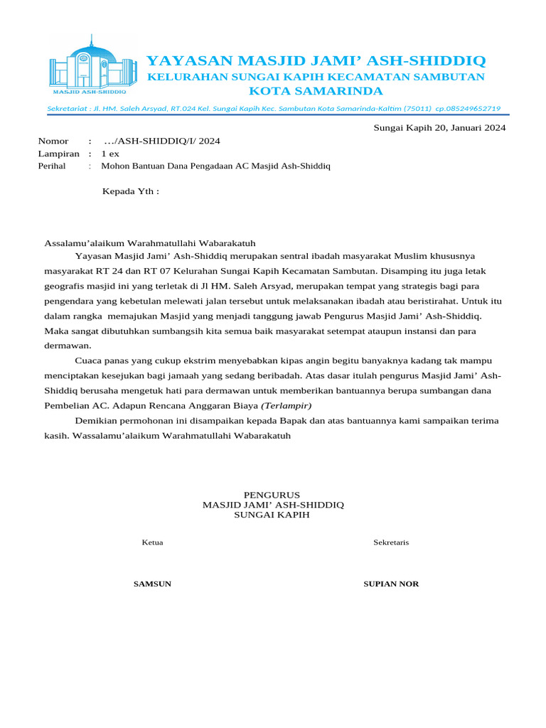 Proposal AC Masjid | PDF