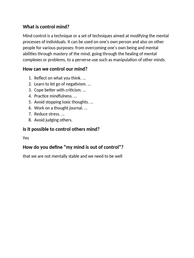 Understanding Mind Control Techniques | PDF