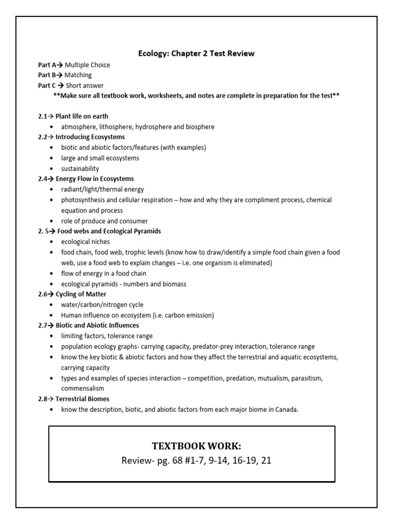 Ecology20Chapter20220Test20Review20(SNC1W1)20-20Copy | PDF