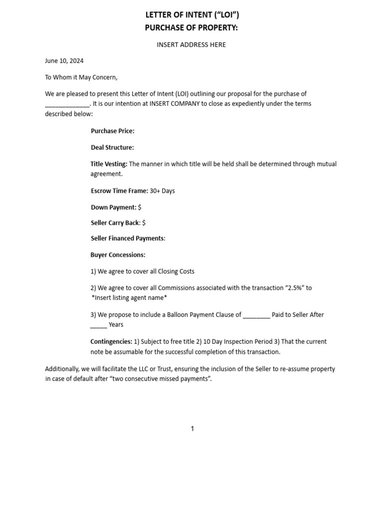 Loi Template 1 | PDF | Private Law | Business Law