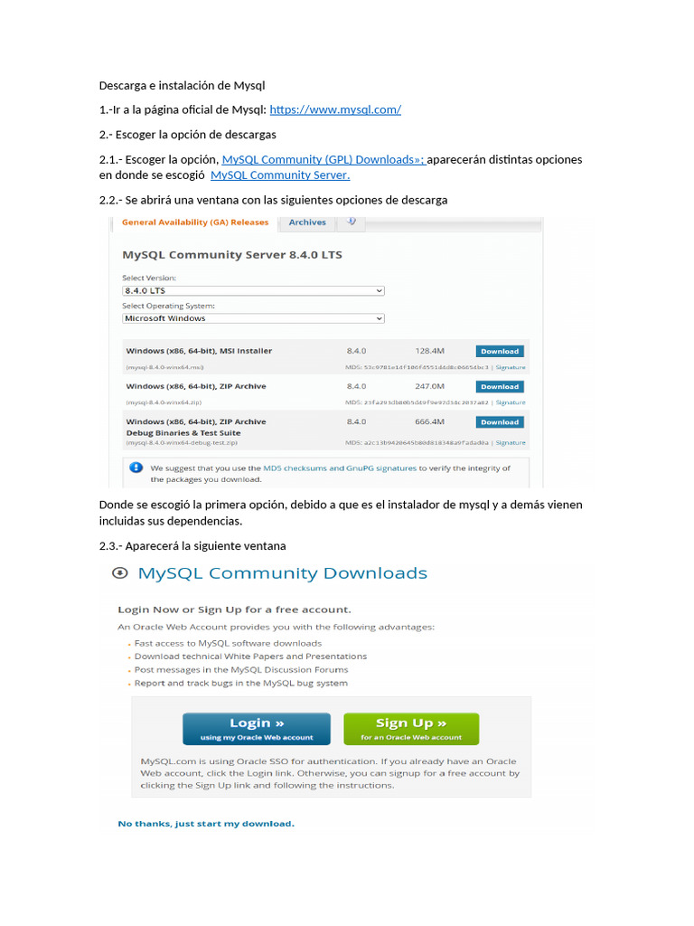 Descarga e Instalación de Mysql | PDF