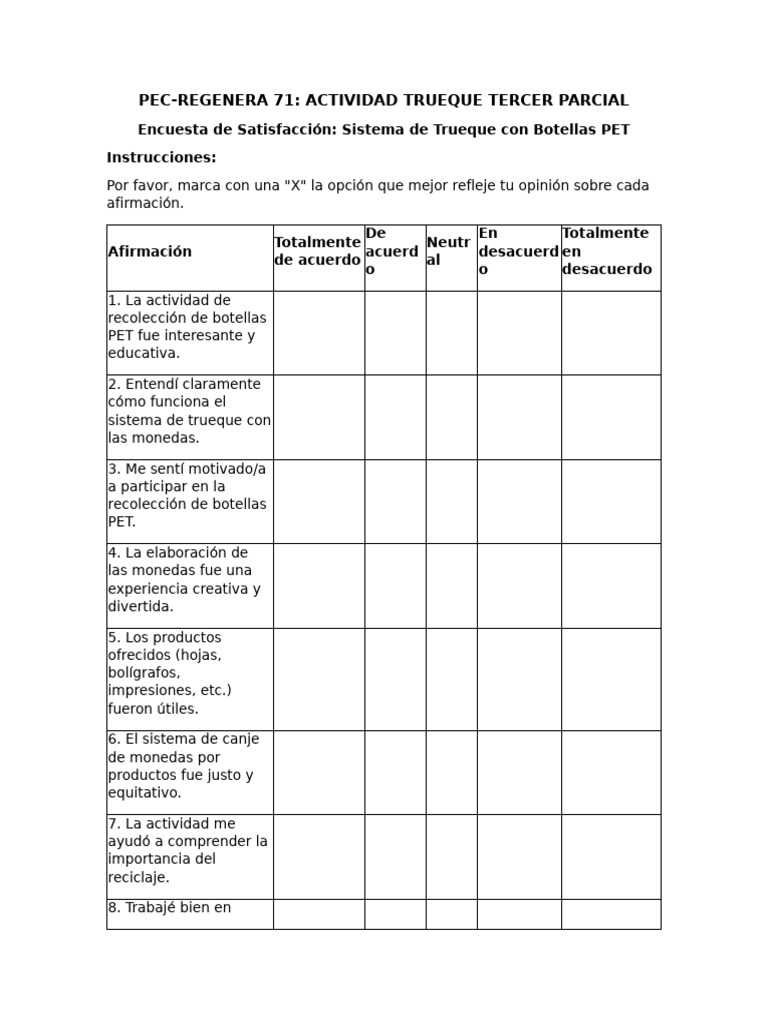 Instrumento de Evaluacion - Pec - Tercer Parcial | PDF