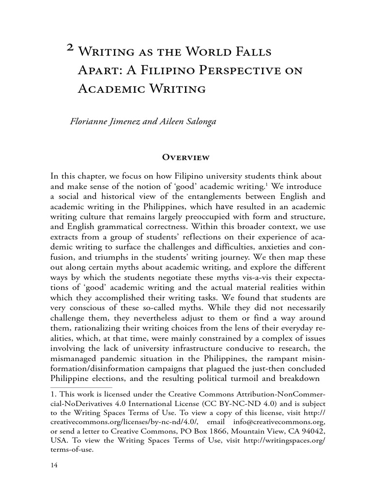 Filipino Perspectives on Academic Writing | PDF | English Language | Knowledge