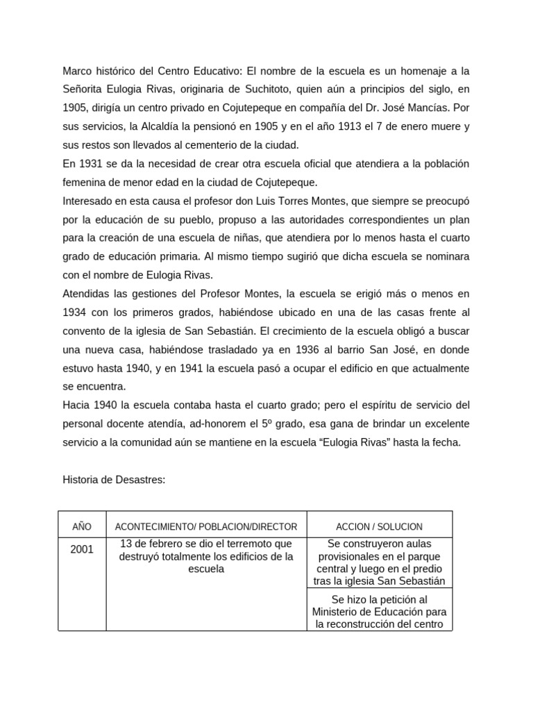 Fundación y legado de Eulogia Rivas | PDF | Escuelas