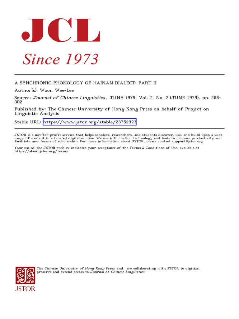 Phonology of Hainanese P2 | PDF | Chinese Language | Dialect