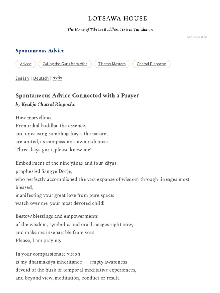 Spontaneous Advice - Lotsawa House | PDF | Dzogchen | Tibetan Buddhism