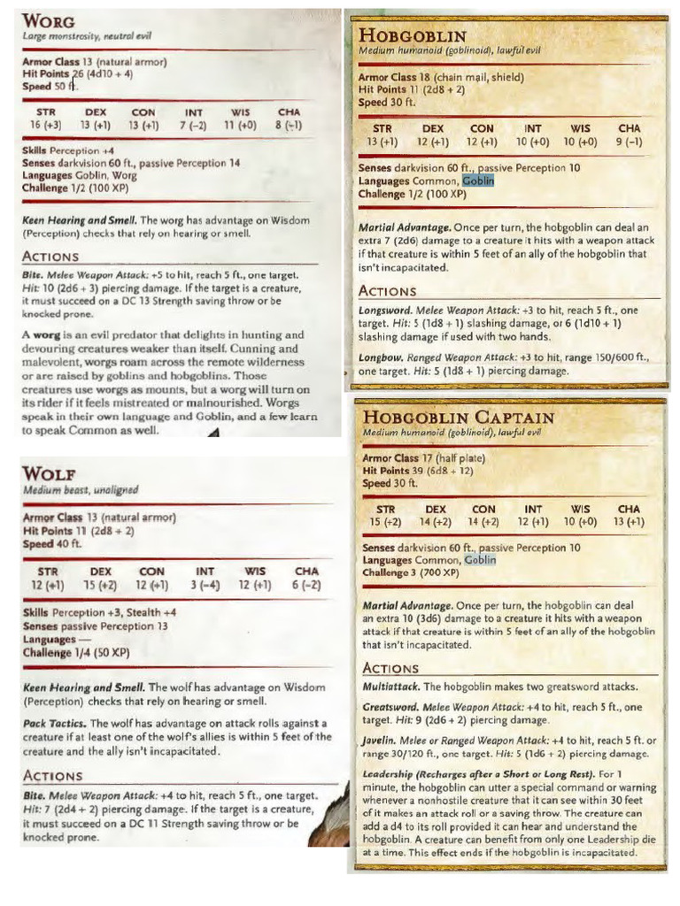Monster Stat Blocks | PDF