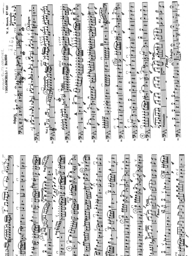 Mozart - Magic Flute Overture - Cello and Bass | PDF