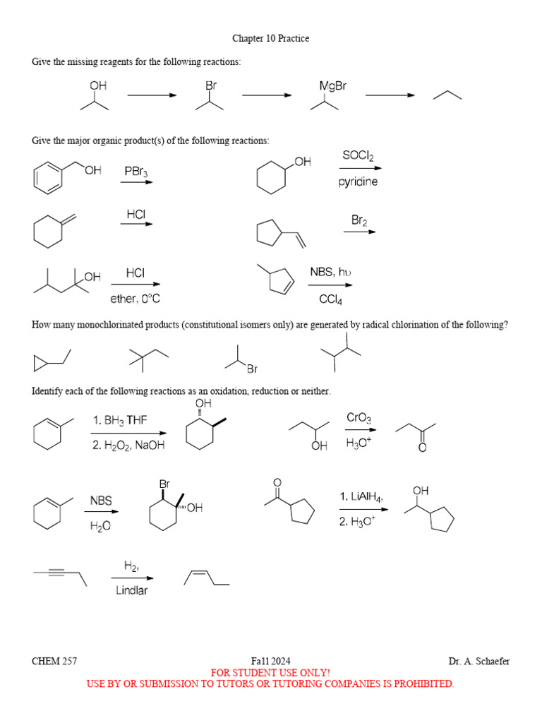 Chapter 10 Practice Part 1 | PDF | Chemical Reactions | Isomer