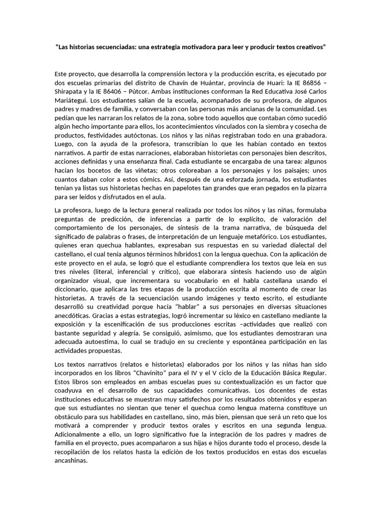 Historias Secuenciadas en Educación | PDF | Cómics | Lengua española