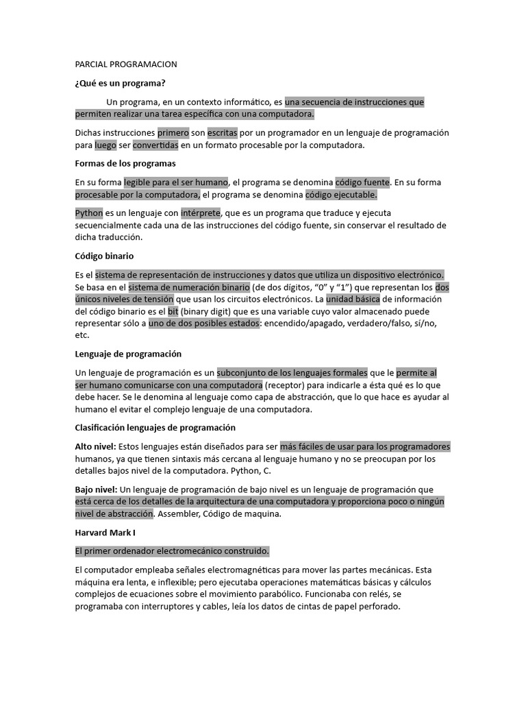 Resumen Parcial Python | PDF | Lenguaje de programación | Programación