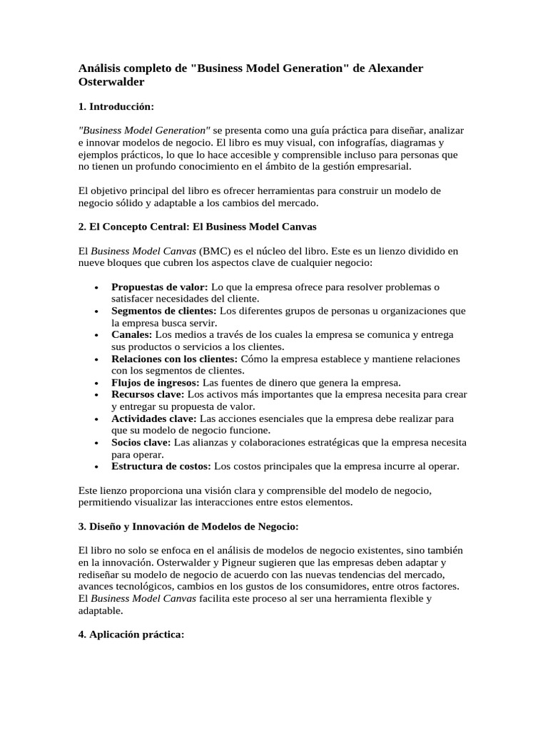 Análisis de "Business Model Generation" | PDF | Business | Modelo de ...