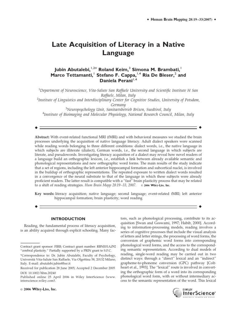 Abu Taleb i 2006 | PDF | Frontal Lobe | Linguistics