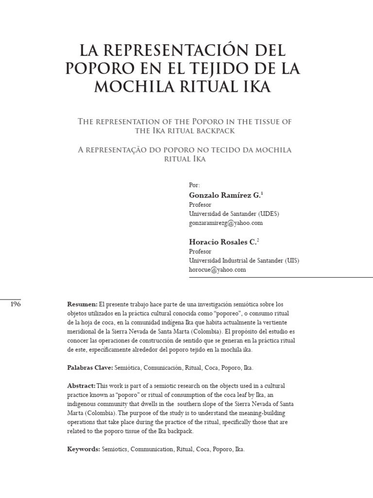 La Representacion Del Poporo en El Tejid | PDF | Rituales | Píxel