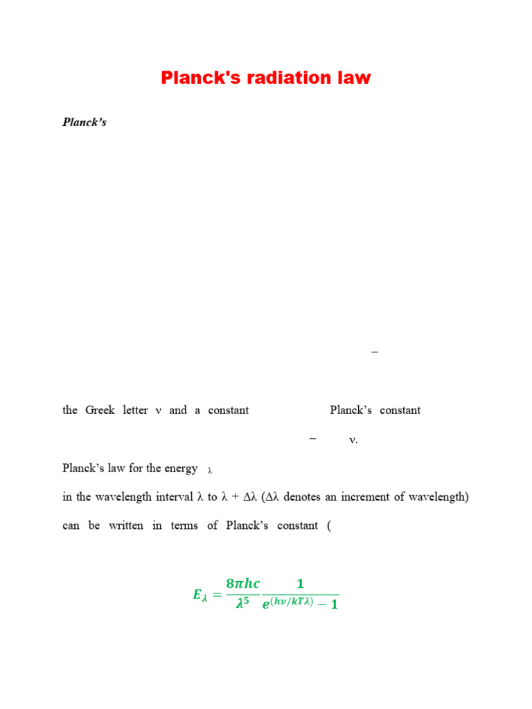Understanding Planck's Radiation Law | PDF