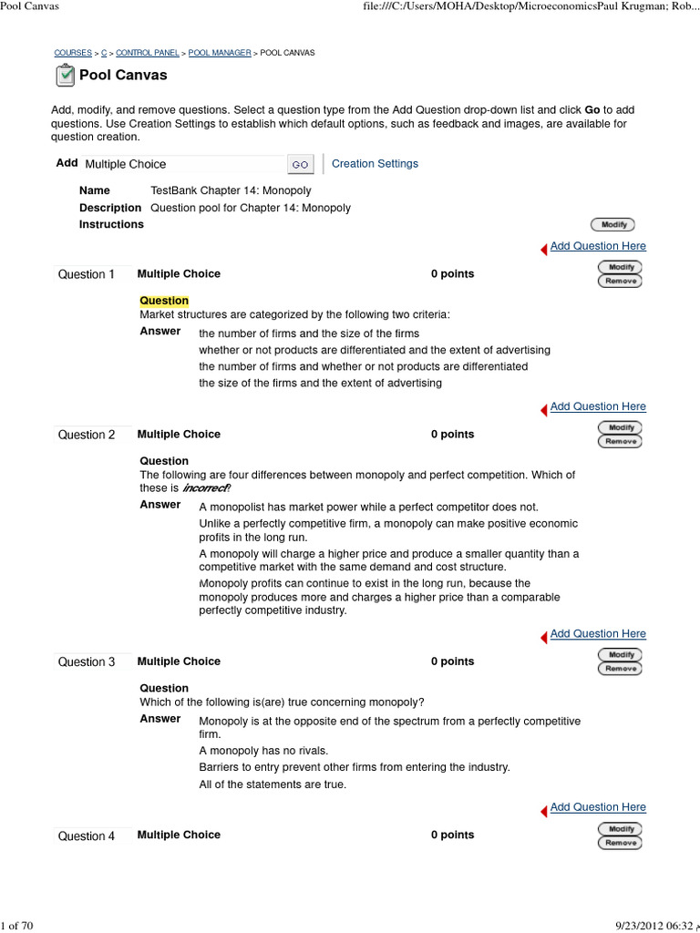 Chapter 13 - Questions | PDF | Monopoly | Profit (Economics)