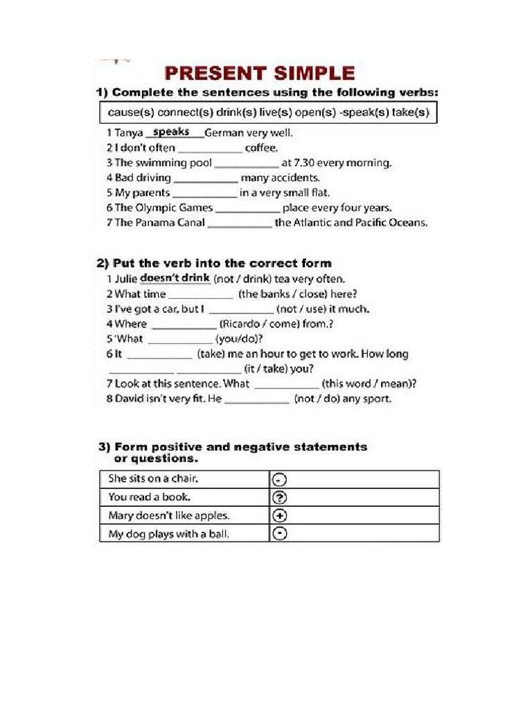 Present Simple 2 | PDF