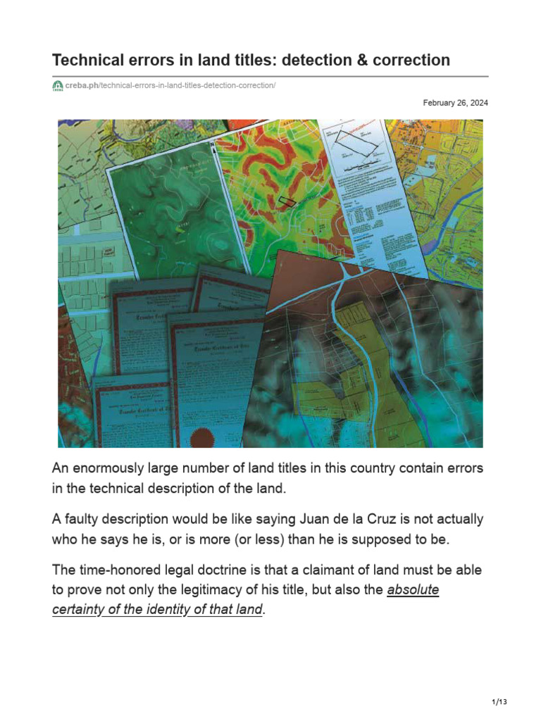 Fixing Technical Errors in Land Titles | PDF | Land Lot | Surveying
