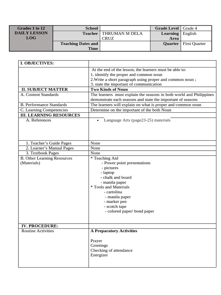 DLP ENGLISH 4 Dela Cruz Thruman M | PDF | Learning | Human Communication