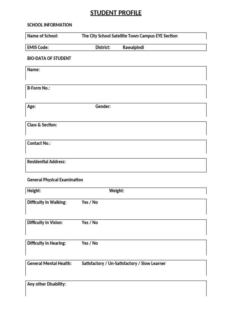 Students Profile Sed | PDF