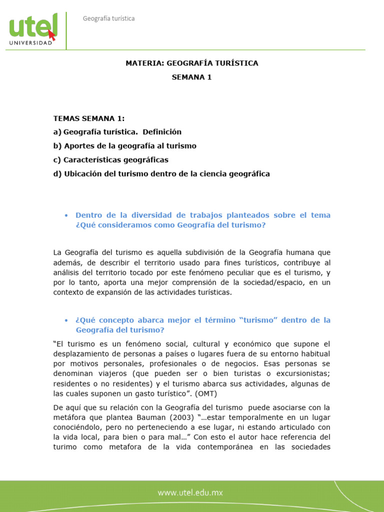 Geografía del Turismo: Definición y Aportes | PDF | Turismo | Geografía