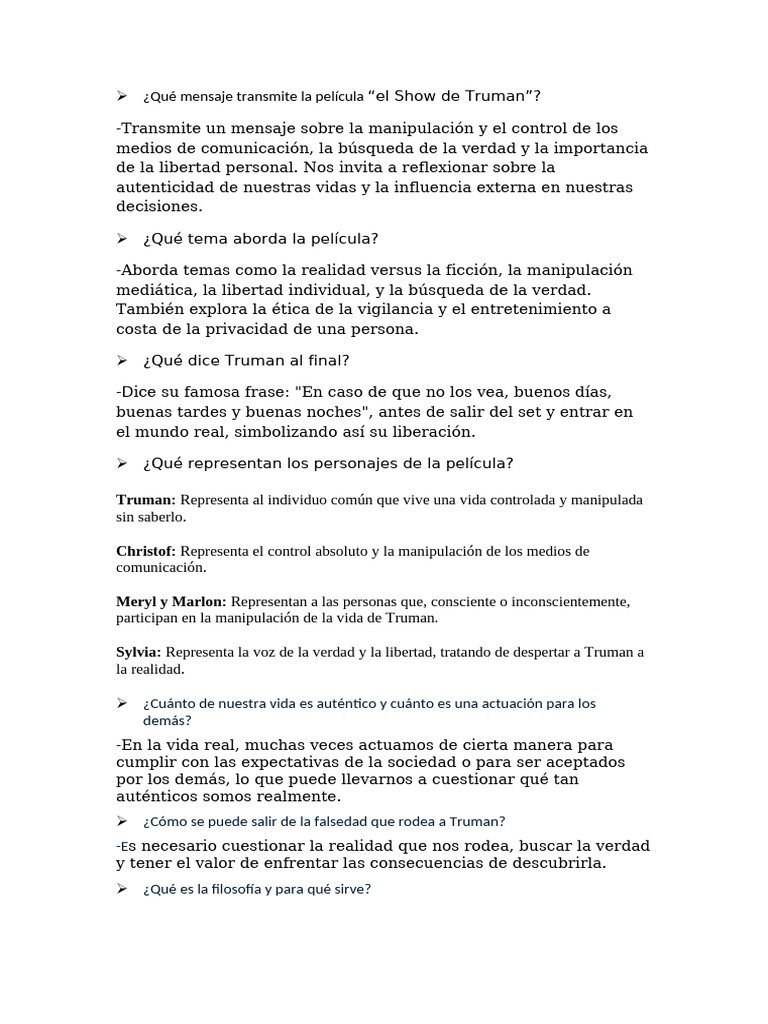¿Qué Mensaje Transmite La Película (2) | PDF | Verdad | Autenticidad ...