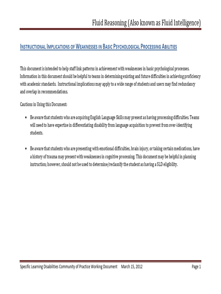 Fluid Reasoning impact | PDF | Reading Comprehension | Thought